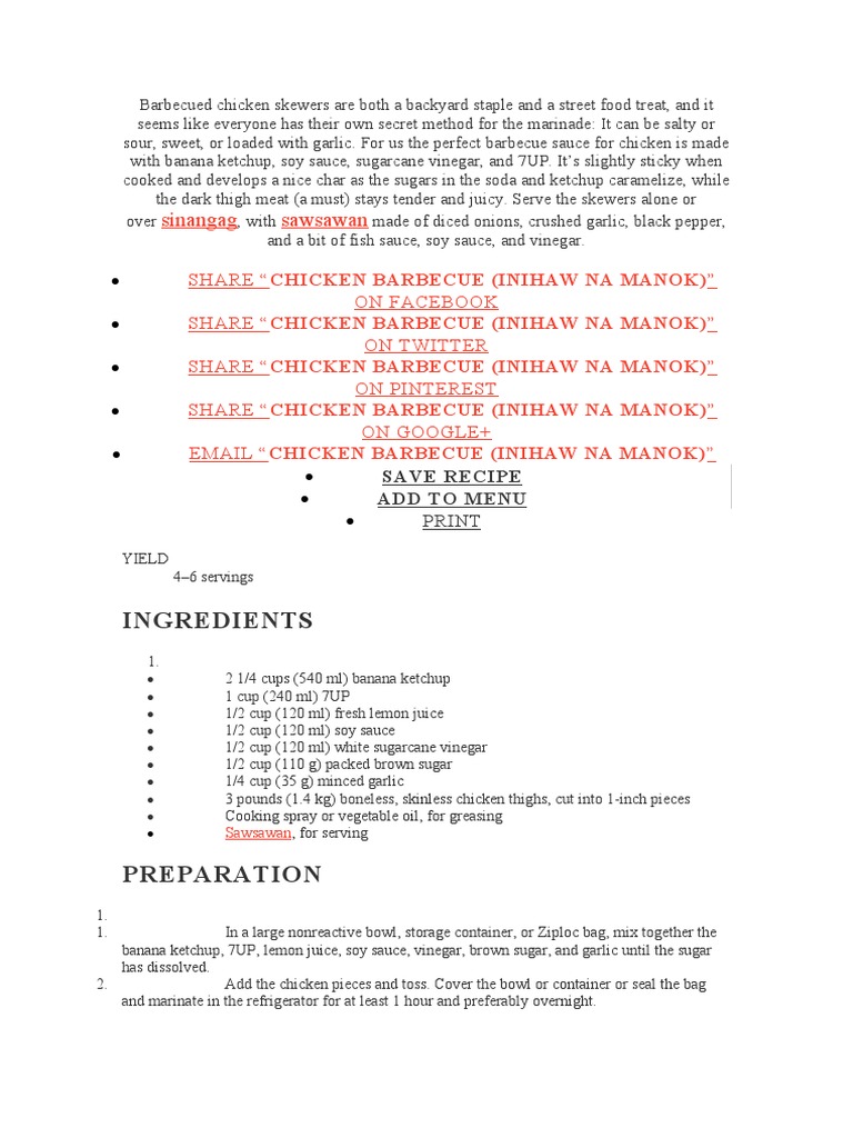 Ingredients: Sinangag Sawsawan | PDF | Grilling | Cuisine
