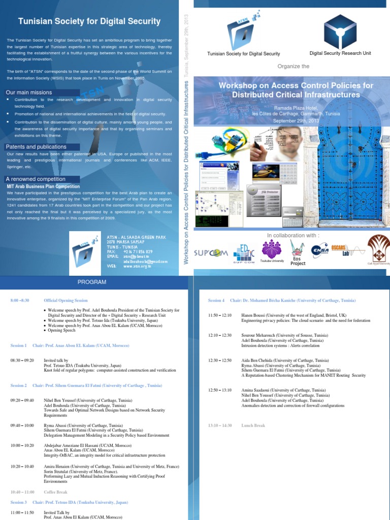 Tunisian Society For Digital Security: Workshop On Access Control Policies For Distributed ...