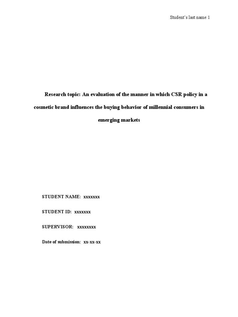 Dissertation CSR in The Cosmetic Industry | PDF | Corporate Social ...