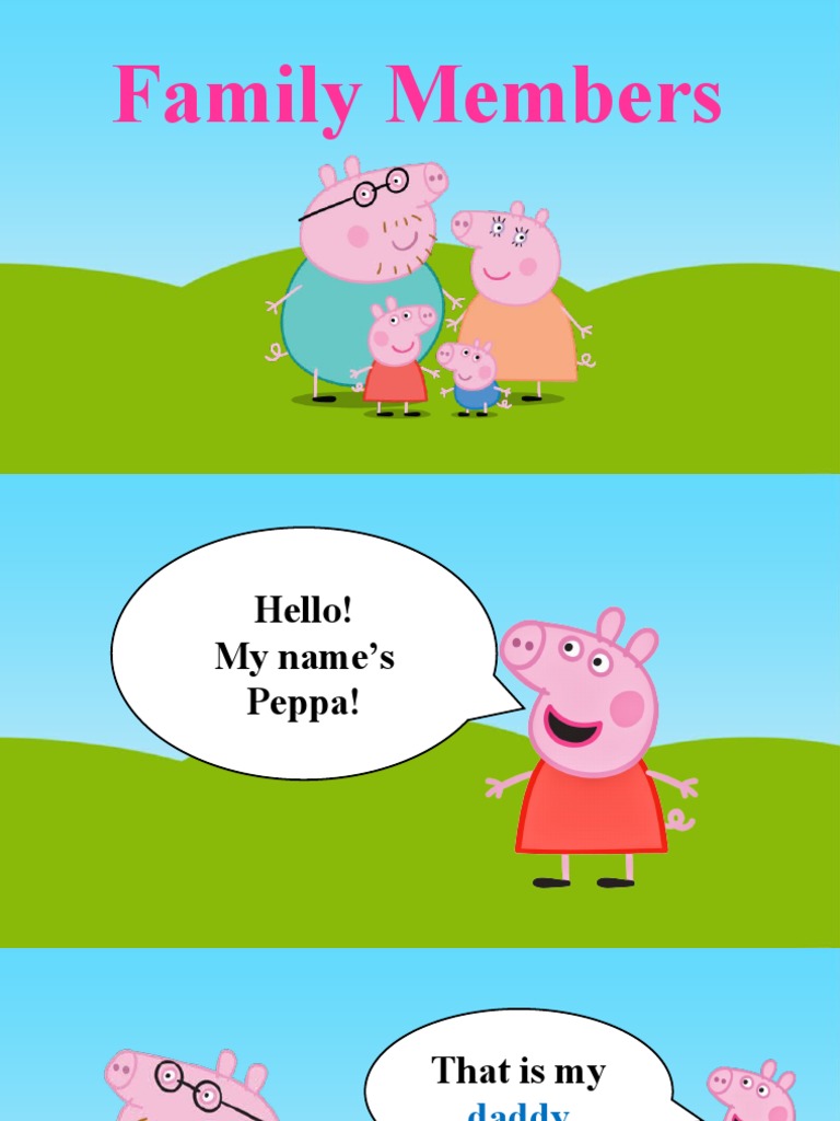 Family Members Peppa Pig Family With Sound Flashcards Picture ...