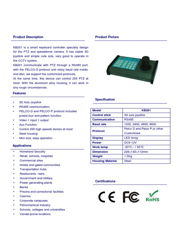 KB201 Keyboard Brochure | PDF