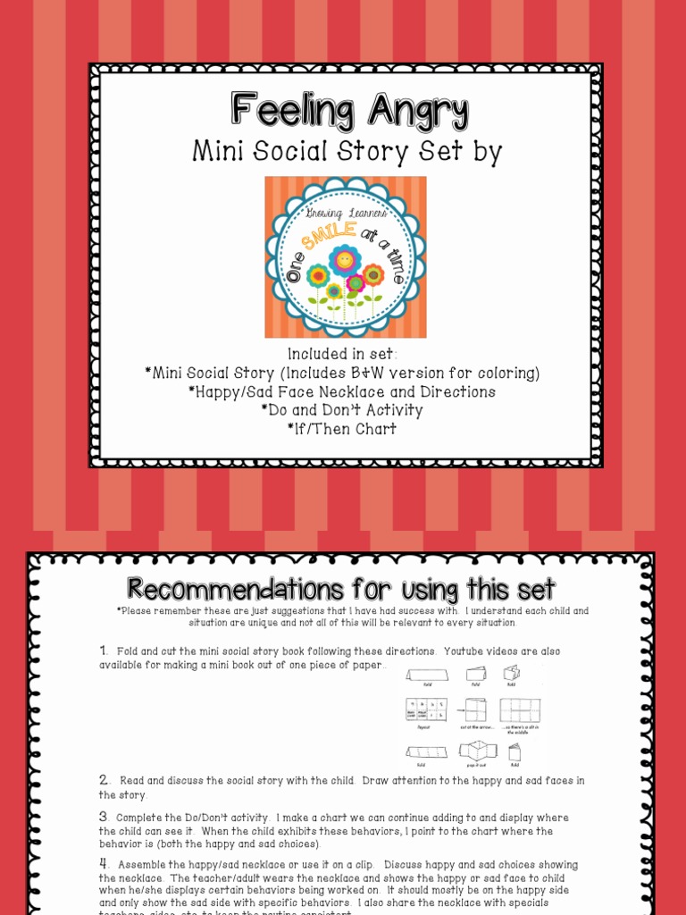 Feeling Angry: Mini Social Story Set by | PDF | Psychological Concepts ...