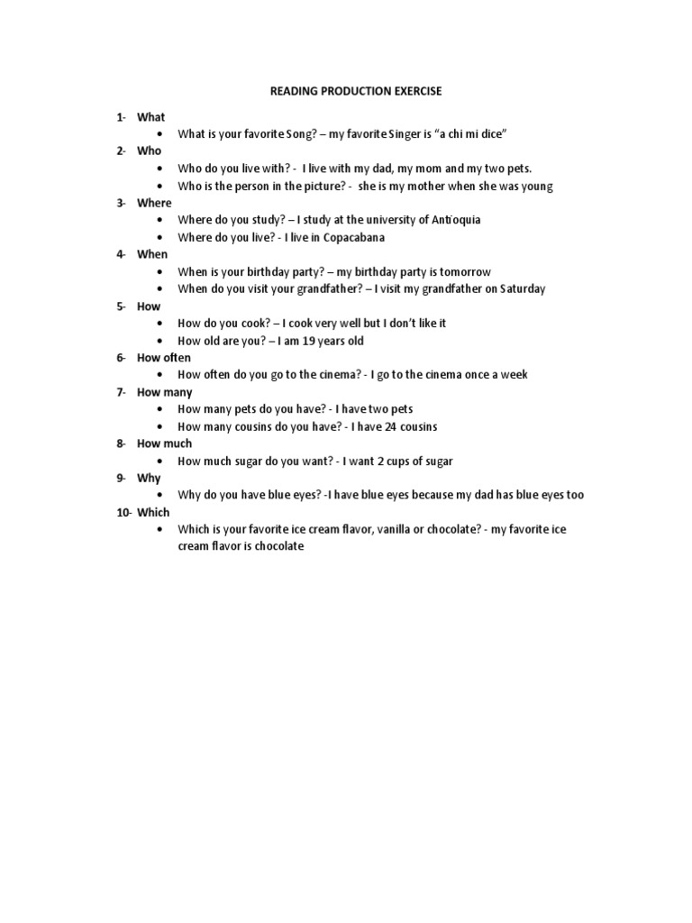 Reading Production Exercise - Portafolio 2 | PDF