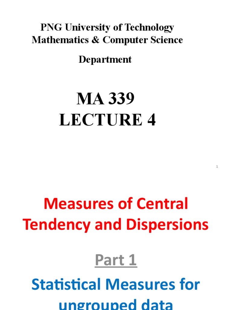 Lecture 4 Measure of Central Tendency Ungrouped Freq Dist | PDF | Mean ...