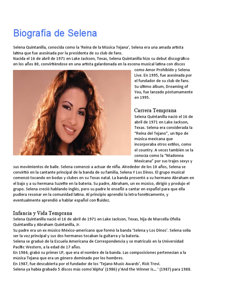 Biografía de Selena | PDF | Entretenimiento (general)
