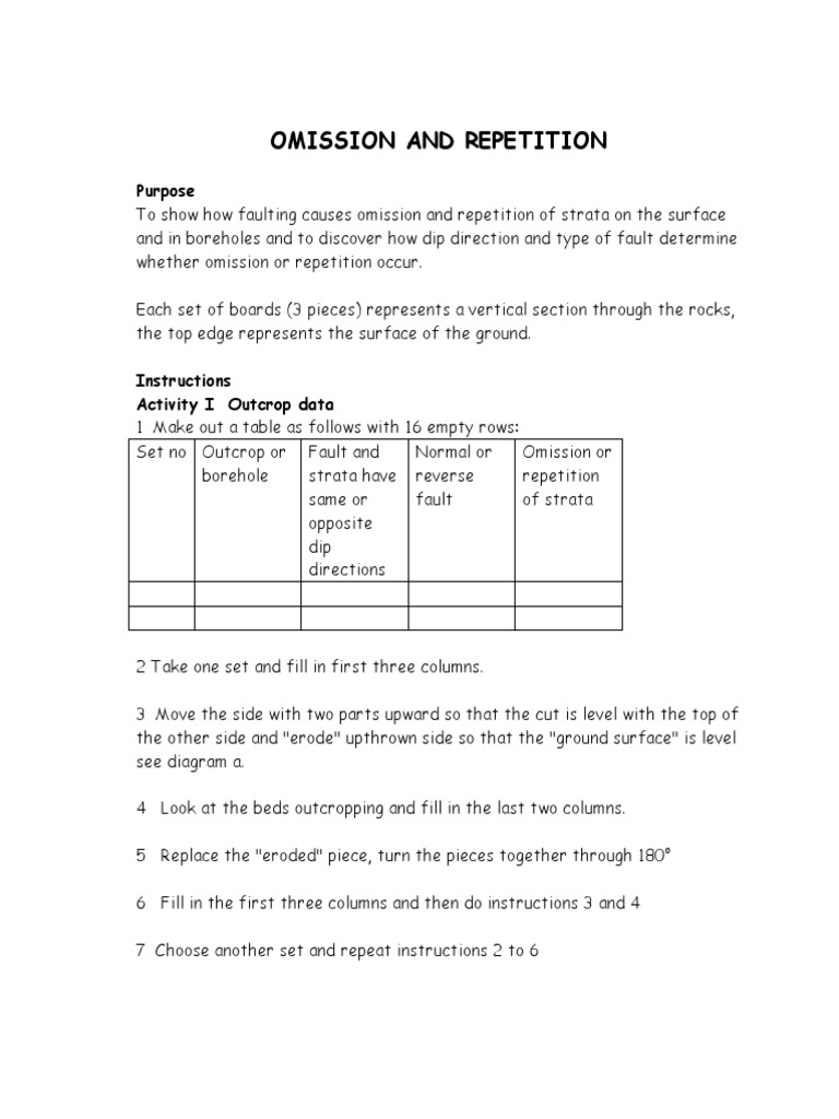 7 - Omission and Repetition PDF | PDF | Fault (Geology) | Structural ...
