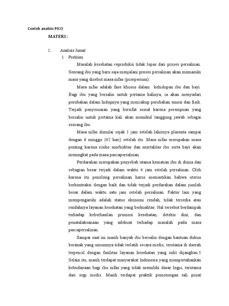 Contoh Analisis PICO | PDF