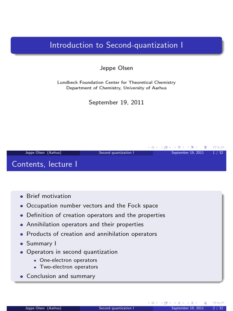 Introduction To Second-Quantization I | PDF | Atomic Orbital ...