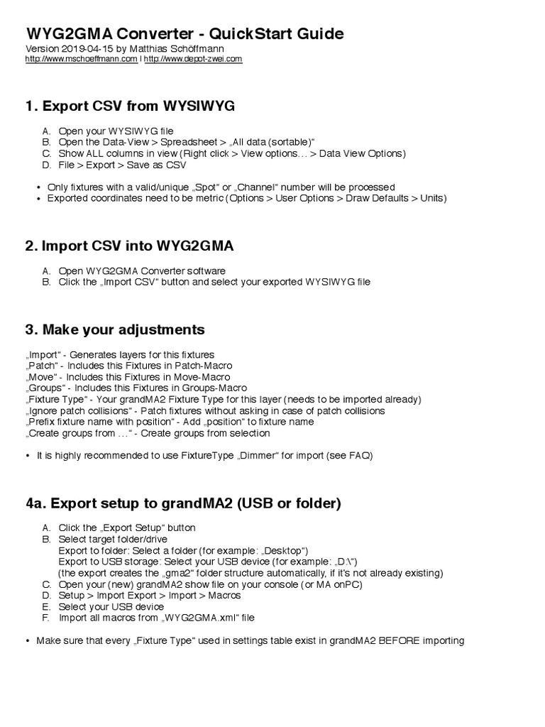 WYG2GMA QuickStart Guide | PDF | Comma Separated Values | Command Line Interface