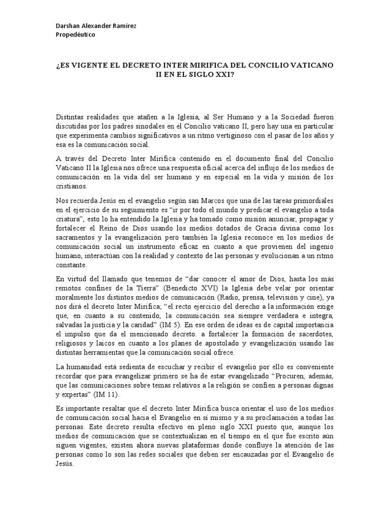 Inter Mirifica - Darshan | PDF | Iglesia Católica | Jesús