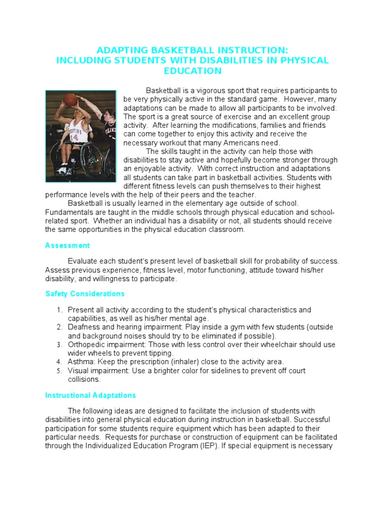 Modified Basketball for Students with Disabilities | PDF ...