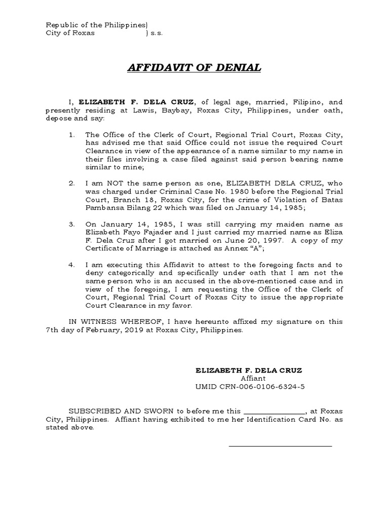 Affidavit of Denial | PDF