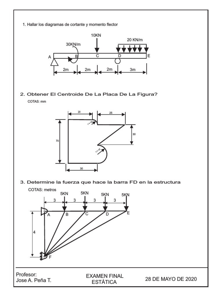 Examen Final Estatica 1 - 2020 PDF | PDF