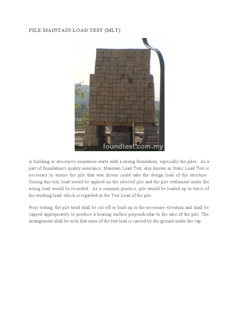 Pile Maintain Load Test | PDF | Deep Foundation | Calibration