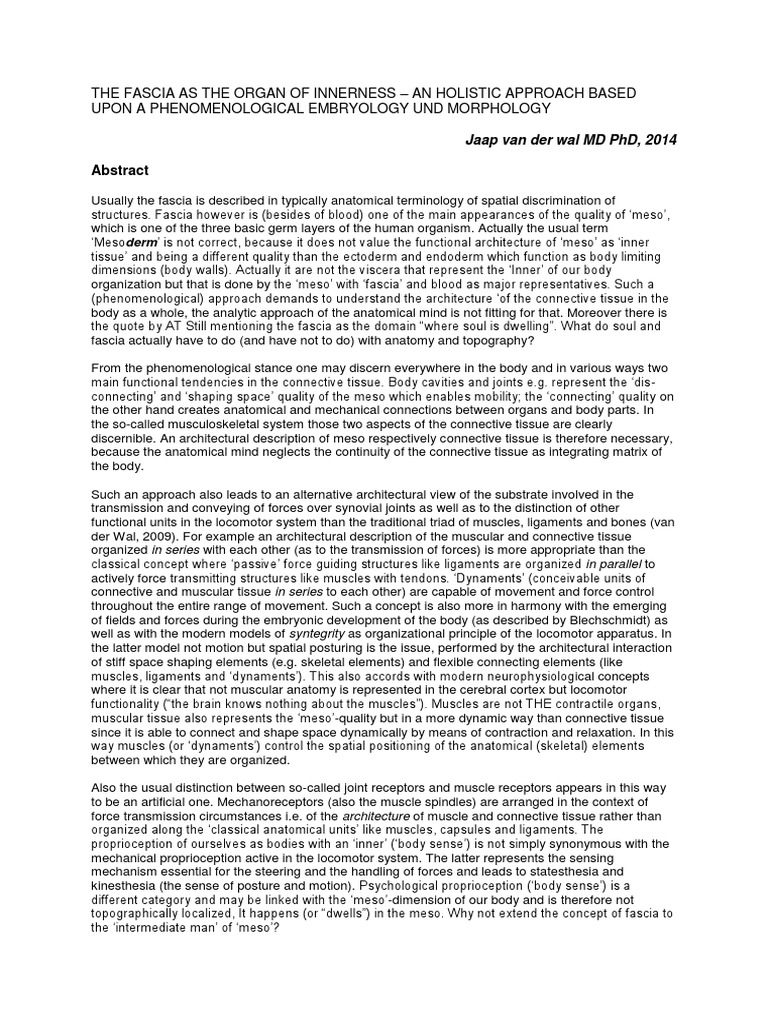 The Fascia As Organ of Innerness 2015 EN Chapter | PDF | Muscle ...