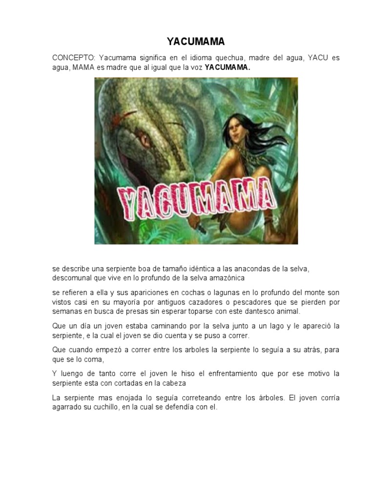 Leyenda de Yacumama: Resumen y Mito | PDF