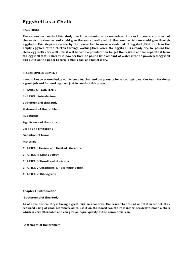 Eggshell As A Chalk - Docx IP NAMO AYAW IDELETE IMPORTANTE NI!!!! | PDF ...