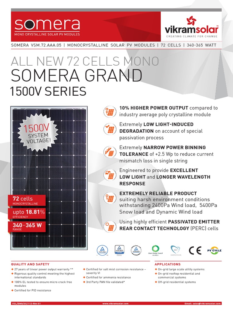 Somera Grand: All New 72 Cells Mono | PDF | Photovoltaic System ...