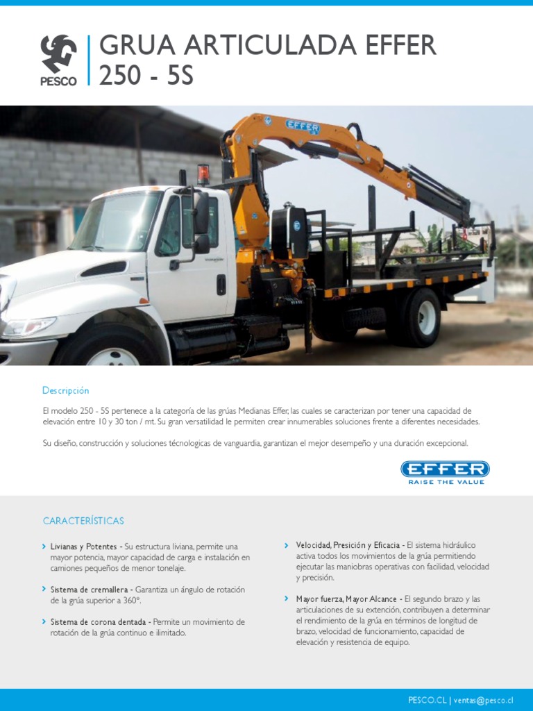 FT X54NRA Grua Effer 250 - 5S | PDF | Grúa (máquina) | Máquinas