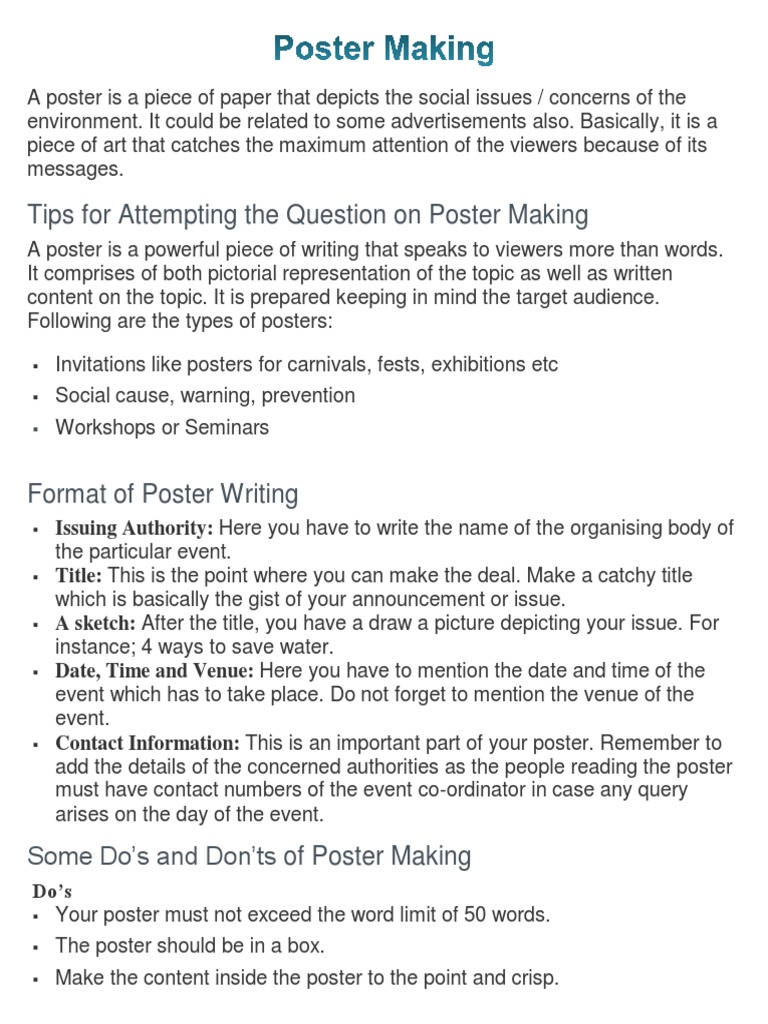 Tips For Attempting The Question On Poster Making: Issuing Authority ...