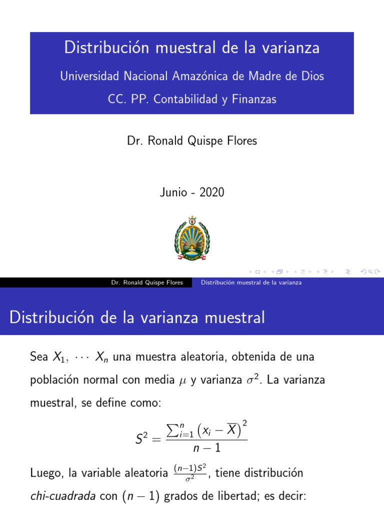 Distribución Muestral de La Varianza | PDF | Diferencia | Desviación Estándar