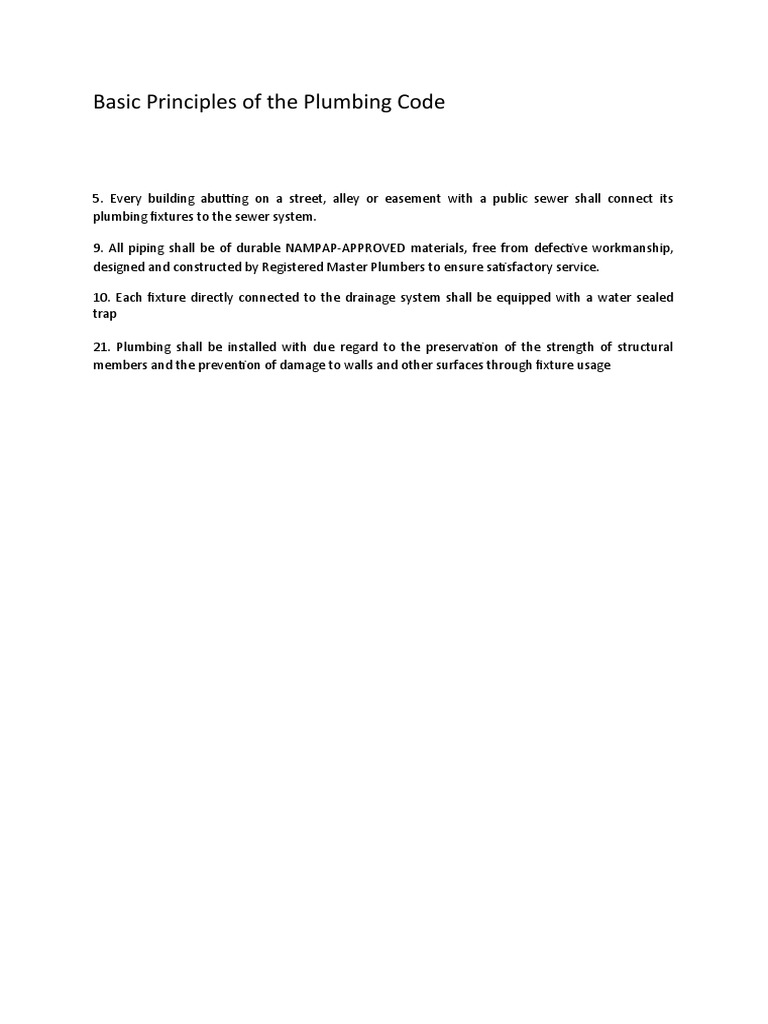 Basic Principles of The Plumbing Code | PDF