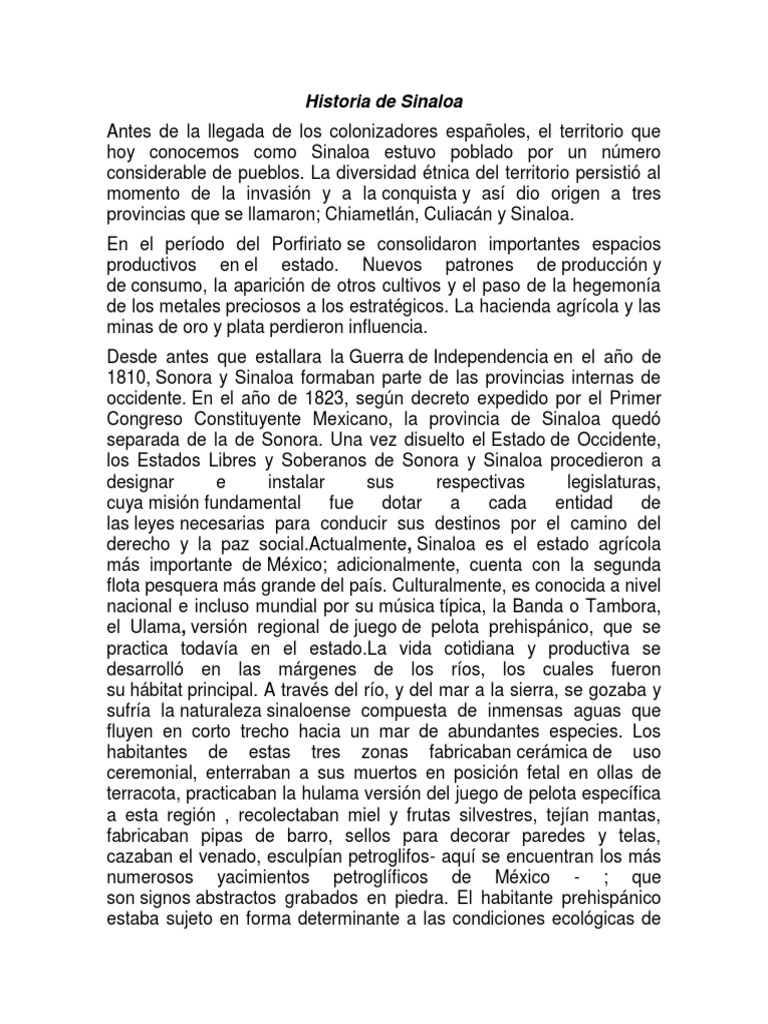 Historia de Sinaloa PDF | PDF | Sonora | México