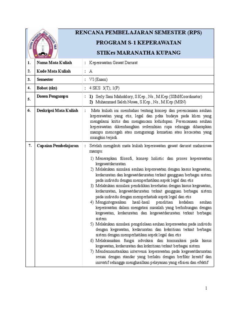 RPS Gadar Semester 6 | PDF | Sains & Matematika