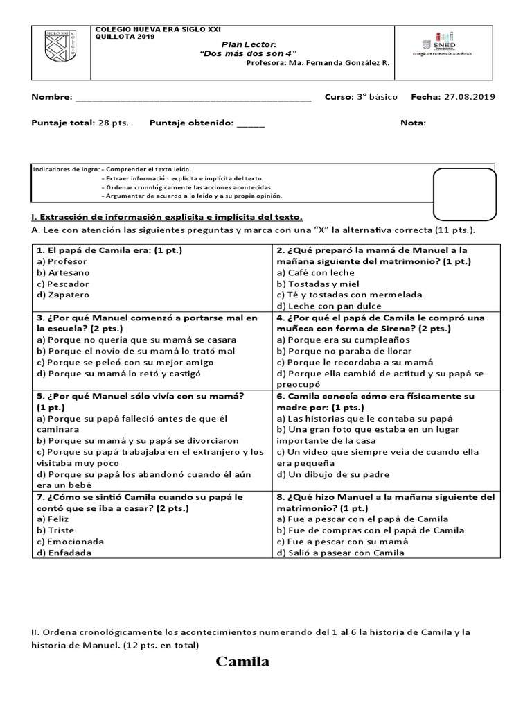 Prueba Dos Más Dos Son Cuatro | PDF