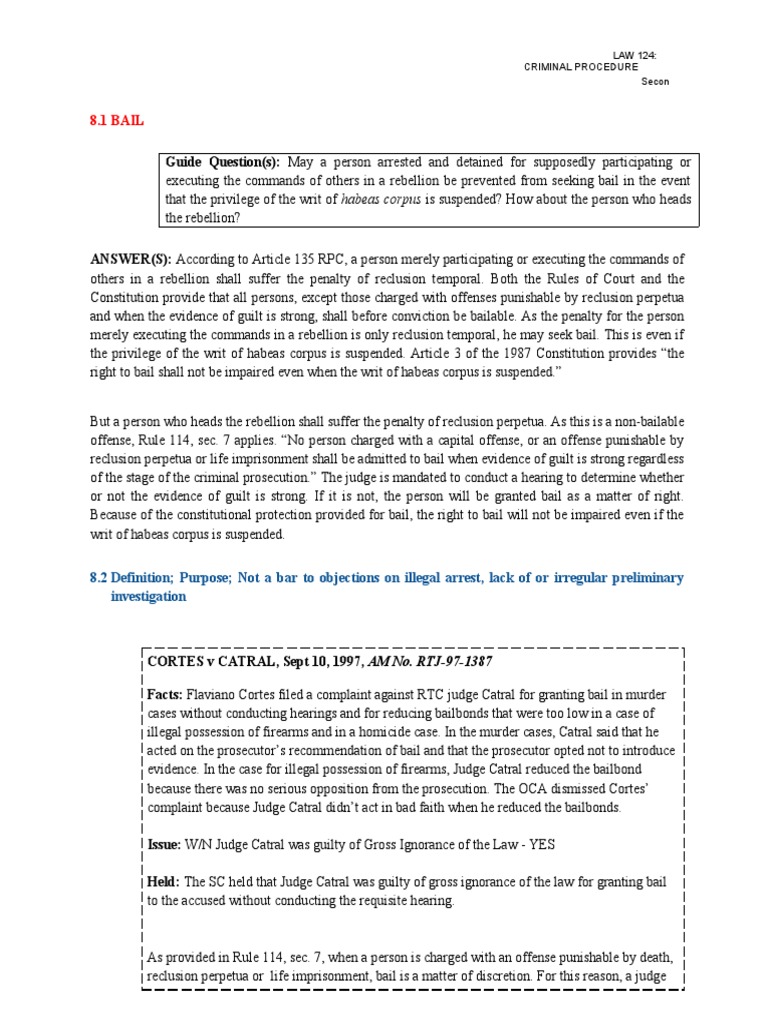 Bail Procedures and Legal Standards | PDF | Bail | Arrest