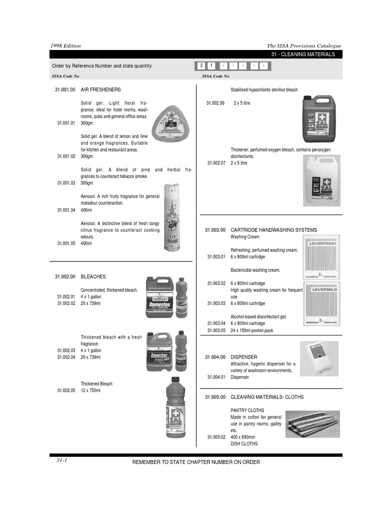 ISSA Cleaning Products Catalogue | PDF | Disinfectant | Sodium Hydroxide