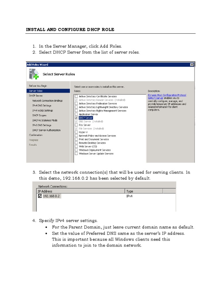 Tasksheet 5 Install and Configure DHCP Role | PDF | Ip Address | Domain ...