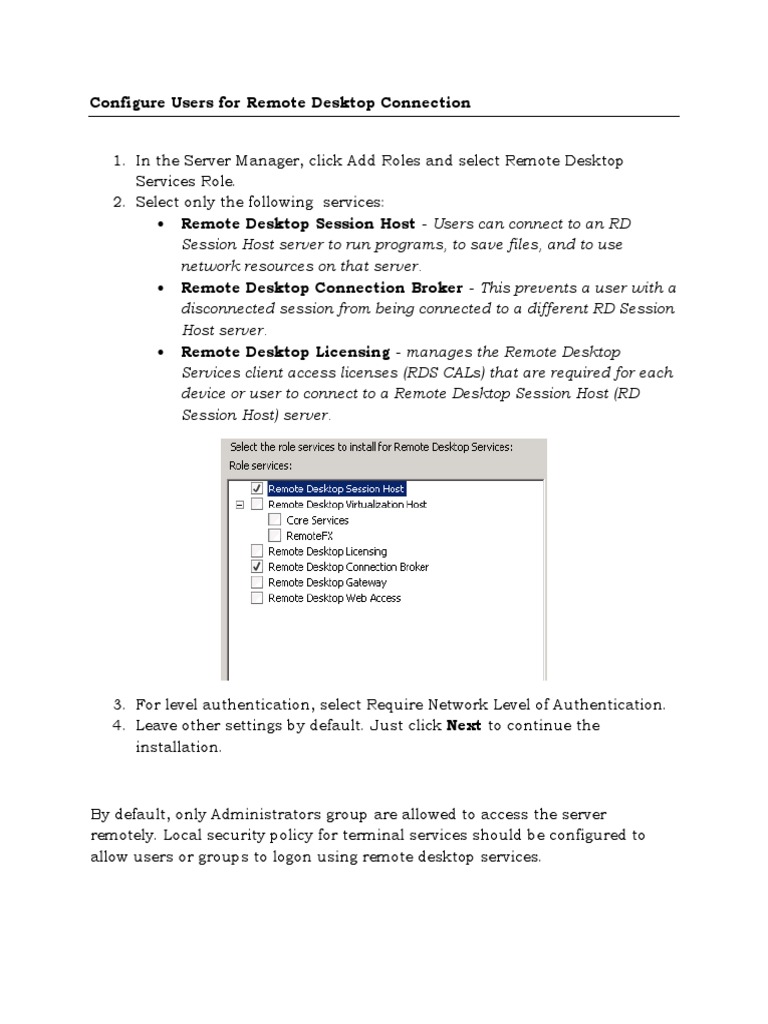 Configuring Users and Groups for Remote Desktop Access | PDF | Remote ...