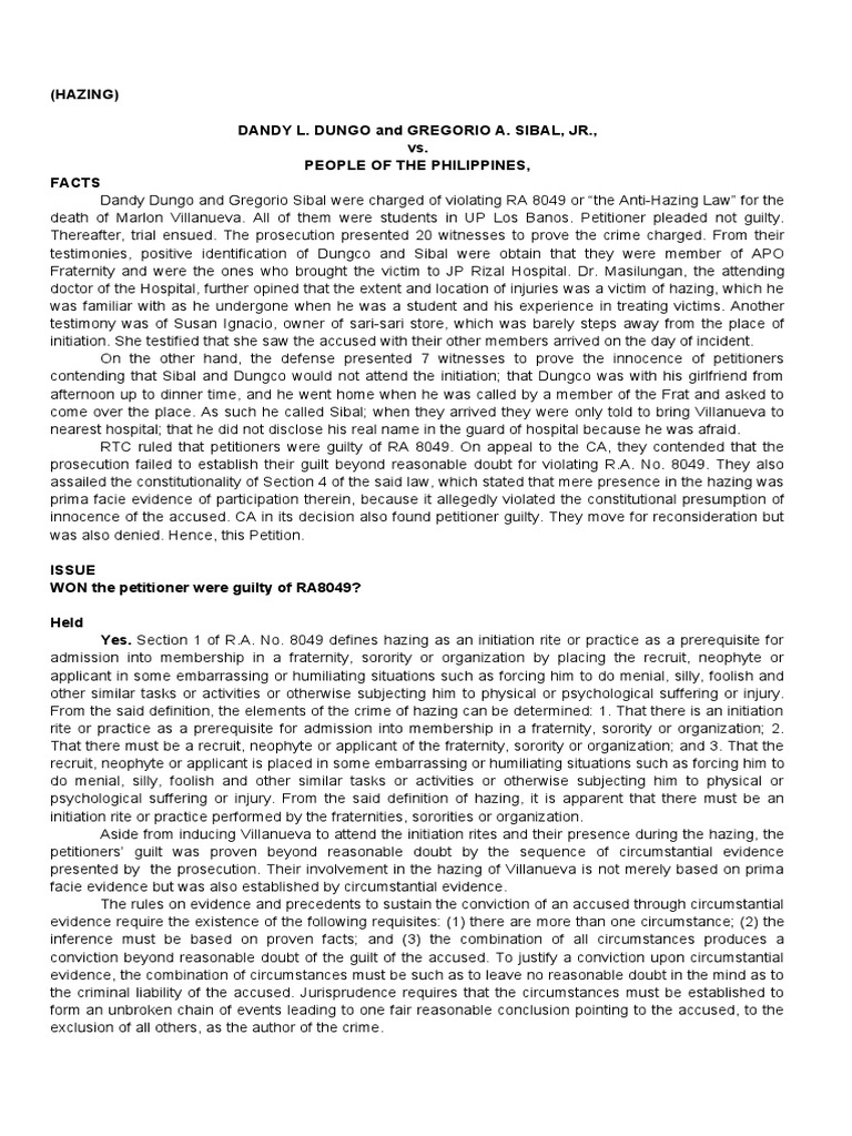 DANDY L. DUNGO and GREGORIO A. SIBAL, JR., Vs People | PDF | Reasonable ...