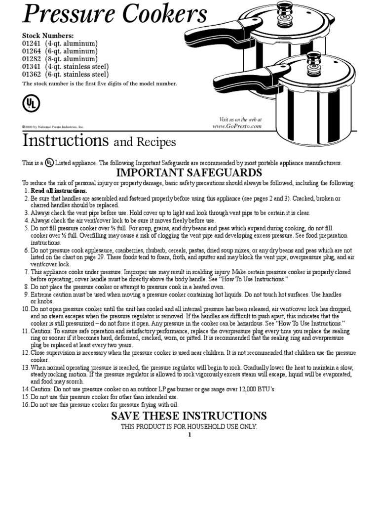 Pressure Cookers: Instructions | PDF | Pressure Cooking | Chicken Soup