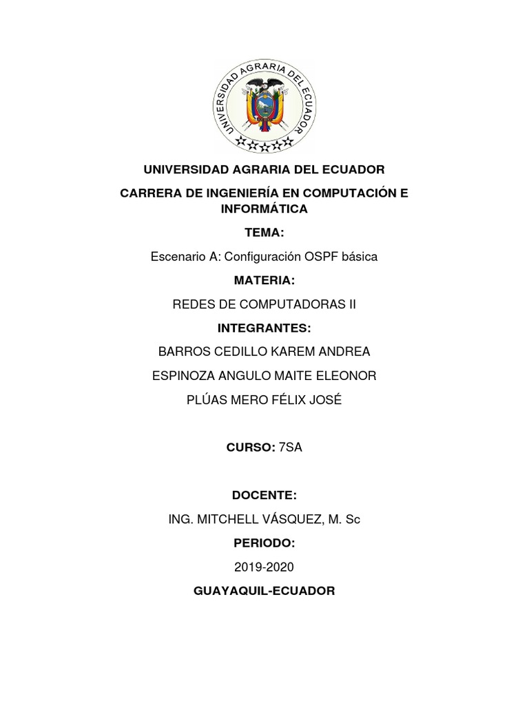 Configuración Ospf | PDF | Enrutador (Computación) | Protocolos de capa de red