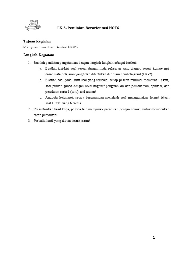 LK 4 Penilaian HOTS - Contoh2 | PDF