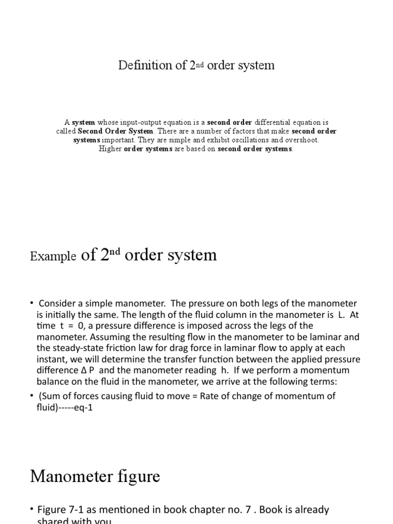 Definition of 2nd Order System | PDF | Momentum | Force