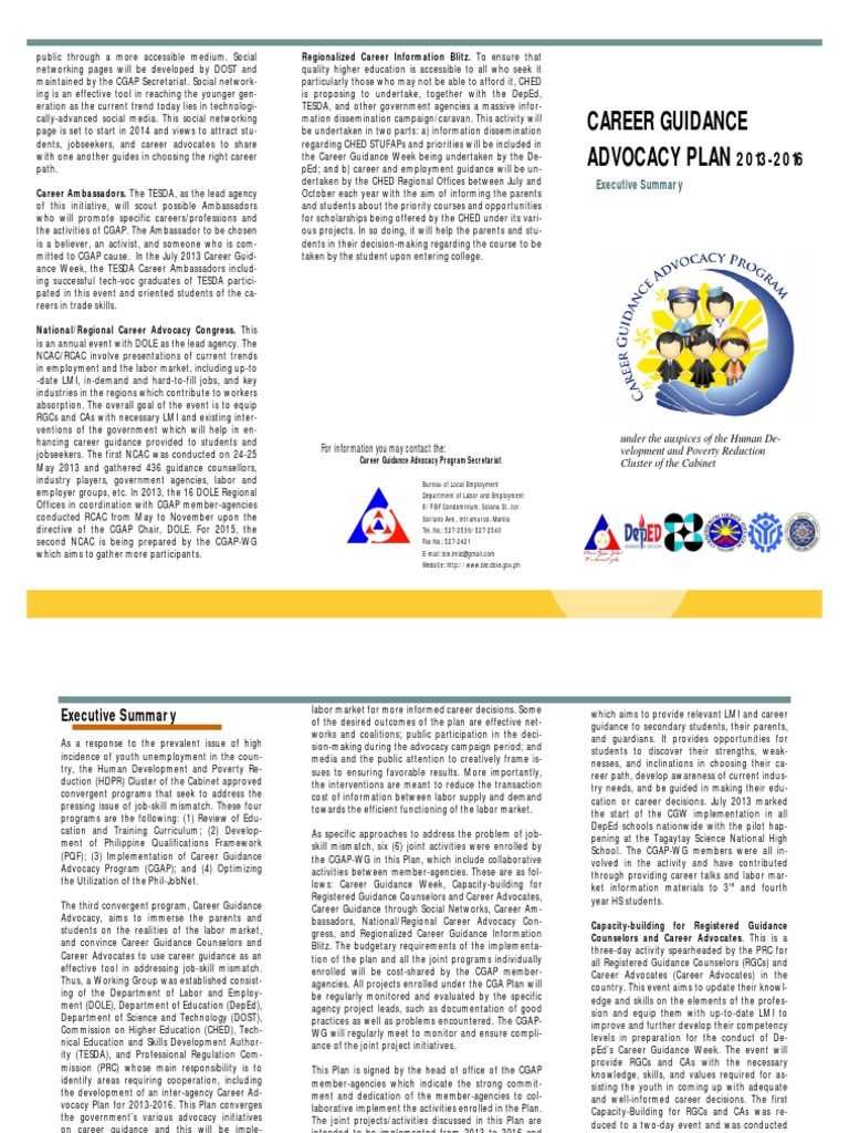 Career Guidance Advocacy Plan 2013-2016 | PDF | Capacity Building ...