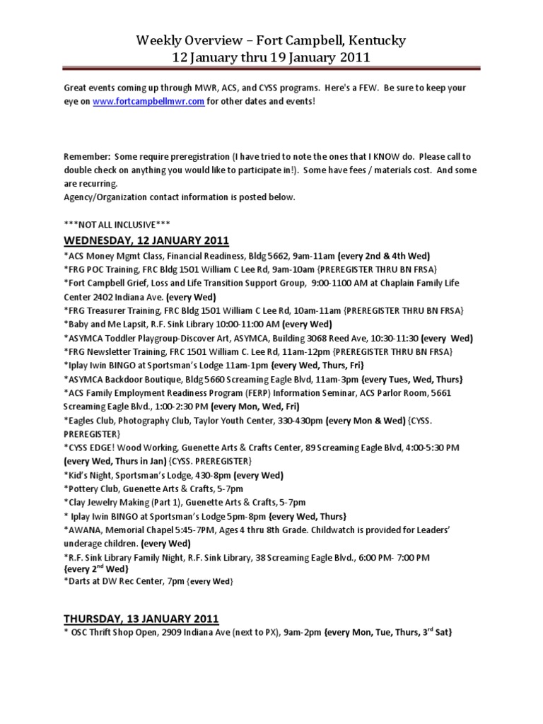 Weekly Overview 12 Jan-19 Jan 2011 (FCW) | PDF