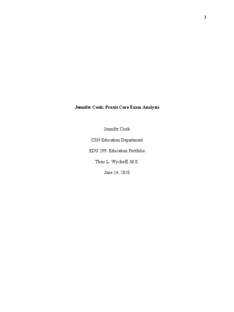 Jennifer - Praxis Core Exam Analysis | PDF | Test (Assessment ...