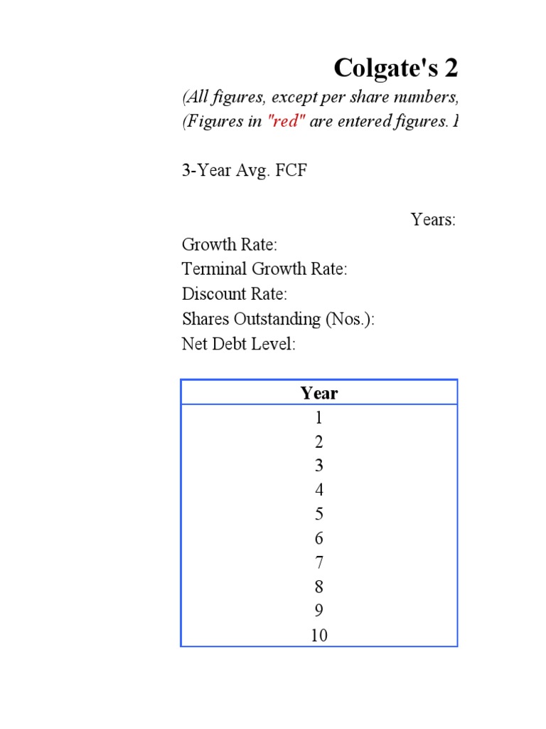 Colgate's 2-Stage DCF Calculation | Download Free PDF | Discounted Cash ...
