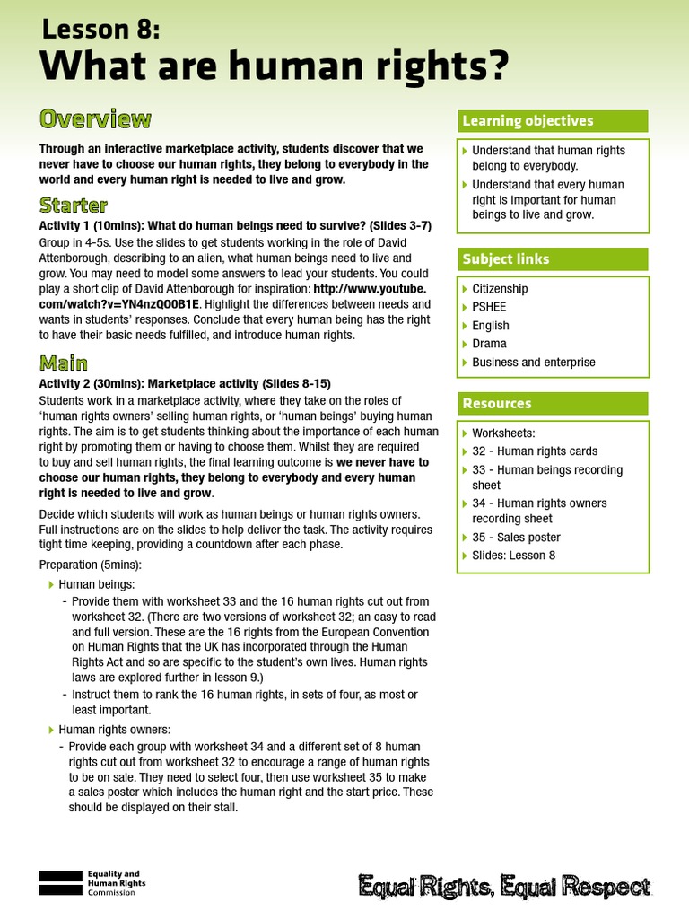What Are Human Rights?: Starter | PDF | Rights | Worksheet