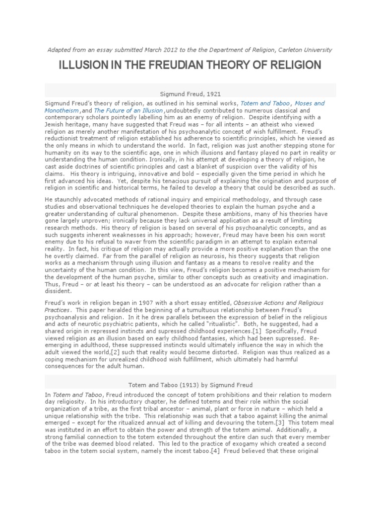 Illusion in The Freudian Theory of Religion | PDF | Sigmund Freud ...