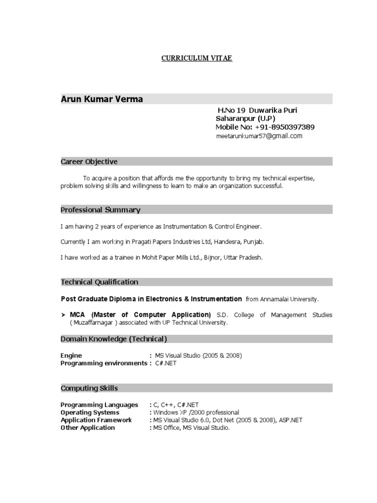 Arun Kumar Verma Resume | PDF