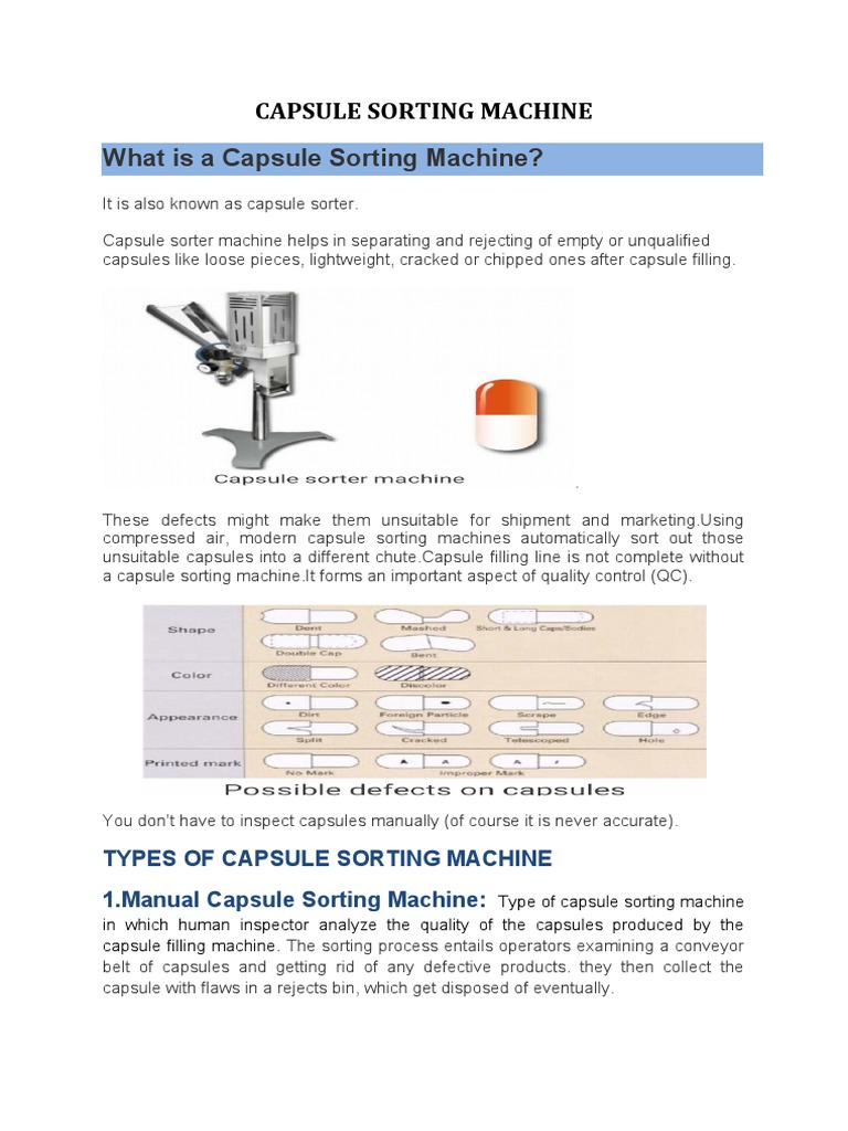 Capsule Sorting Machine | PDF | Machines | Mechanical Engineering