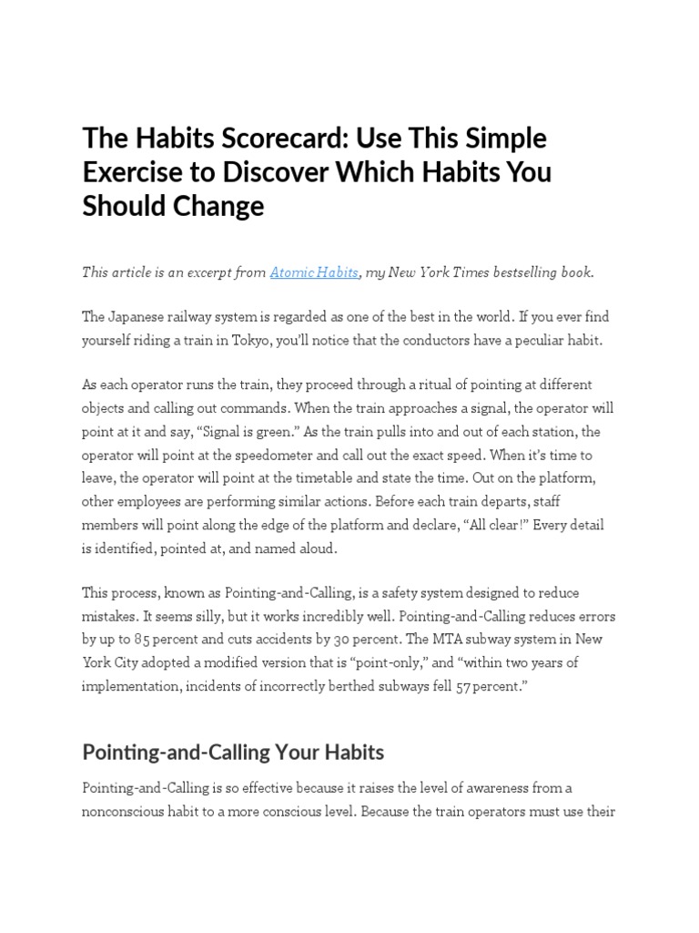 The Habits Scorecard: Use This Simple Exercise To Discover Which Habits ...