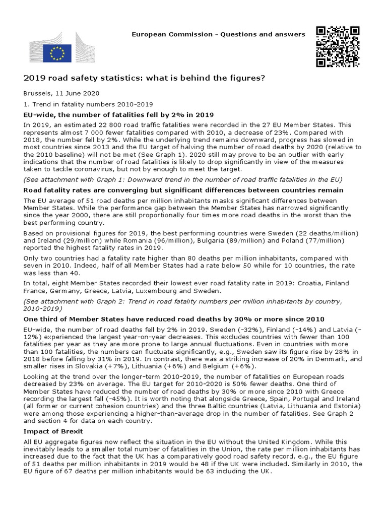 2019 Road Safety Statistics: What Is Behind The Figures? | PDF | Road ...