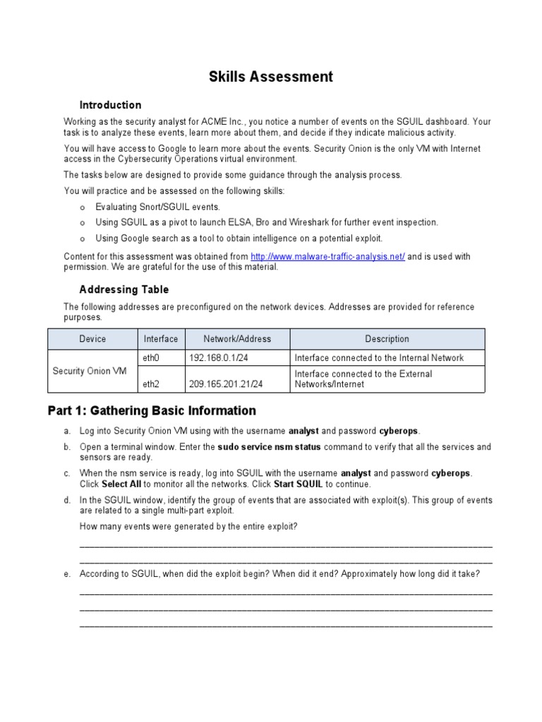 Security Analyst Skills Assessment Guide | PDF | Exploit (Computer ...