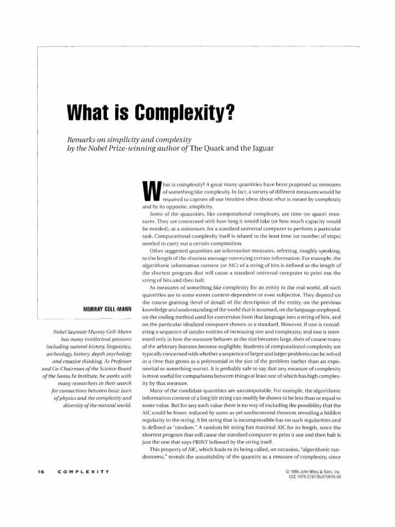 What Is Complexity | PDF | Complexity | Probability